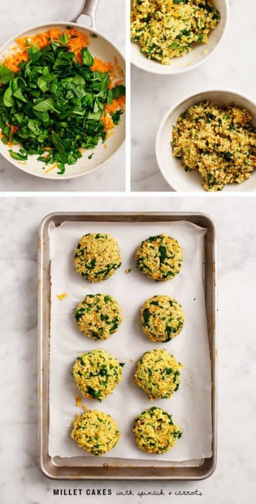 Millet Cakes with Carrots & Spinach Recipe - Love and Lemons