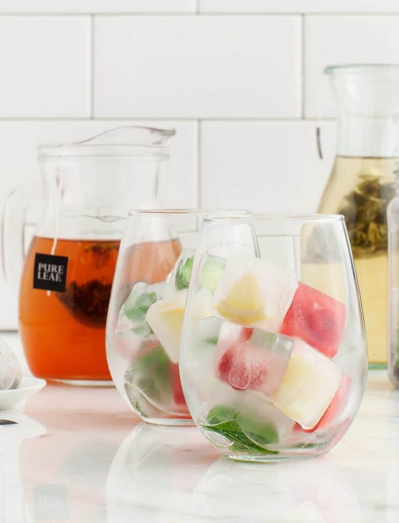 Iced Tea with Fancy Herbal & Fruity Ice Recipe - Love and Lemons