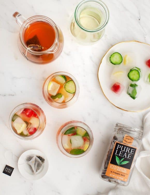Iced Tea with Fancy Herbal & Fruity Ice Recipe - Love and Lemons