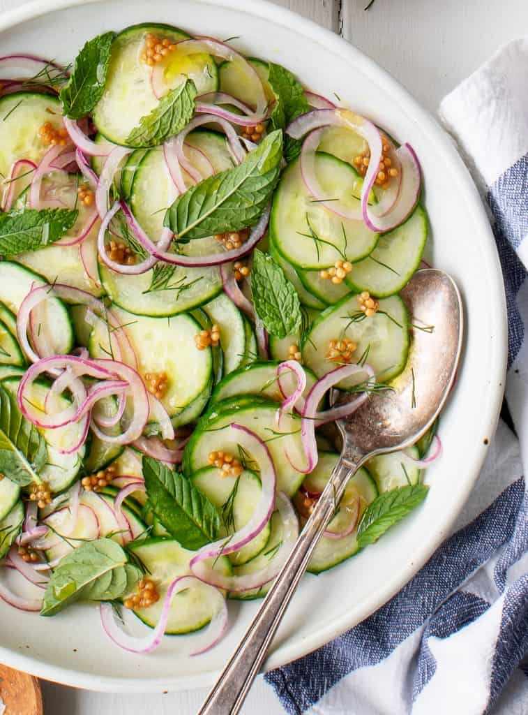 Sesame Cucumber Salad with Pickled Mustard Seeds Recipe - Love and Lemons