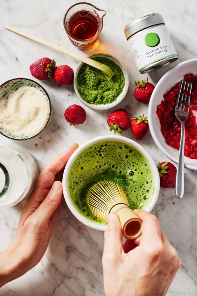 Iced Strawberry Matcha Latte Recipe - Love and Lemons