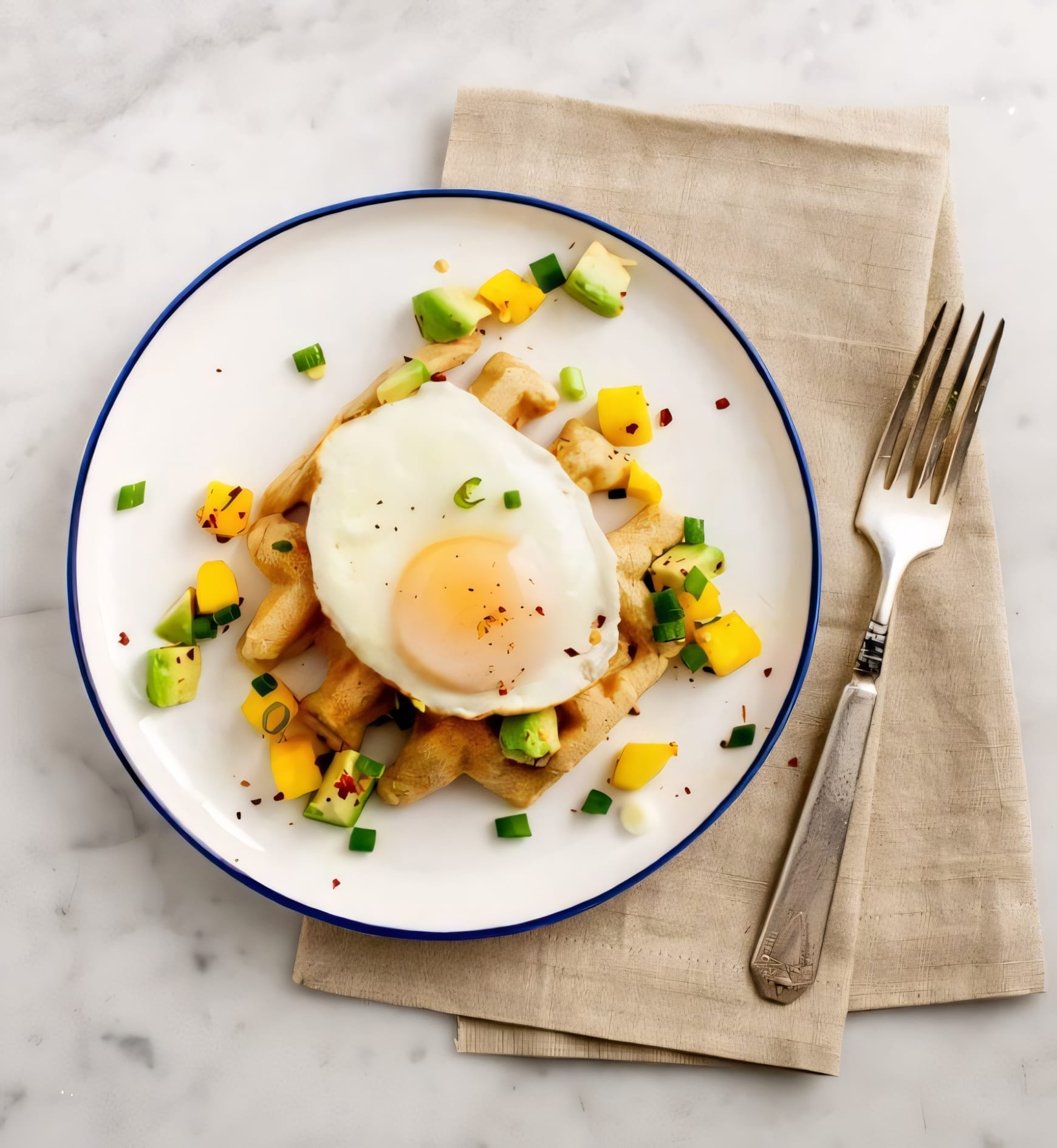 Fried Egg & Mango Salsa Waffle Recipe - Love and Lemons